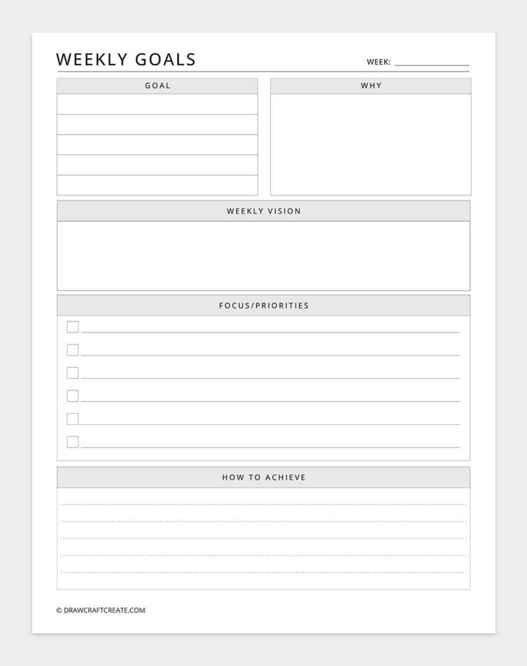Free Printable Goal Planner (34 Pages) - Draw Craft Create