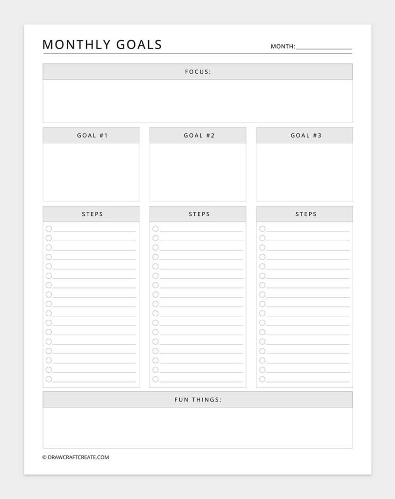 Free Printable Goal Planner (34 Pages) - Draw Craft Create