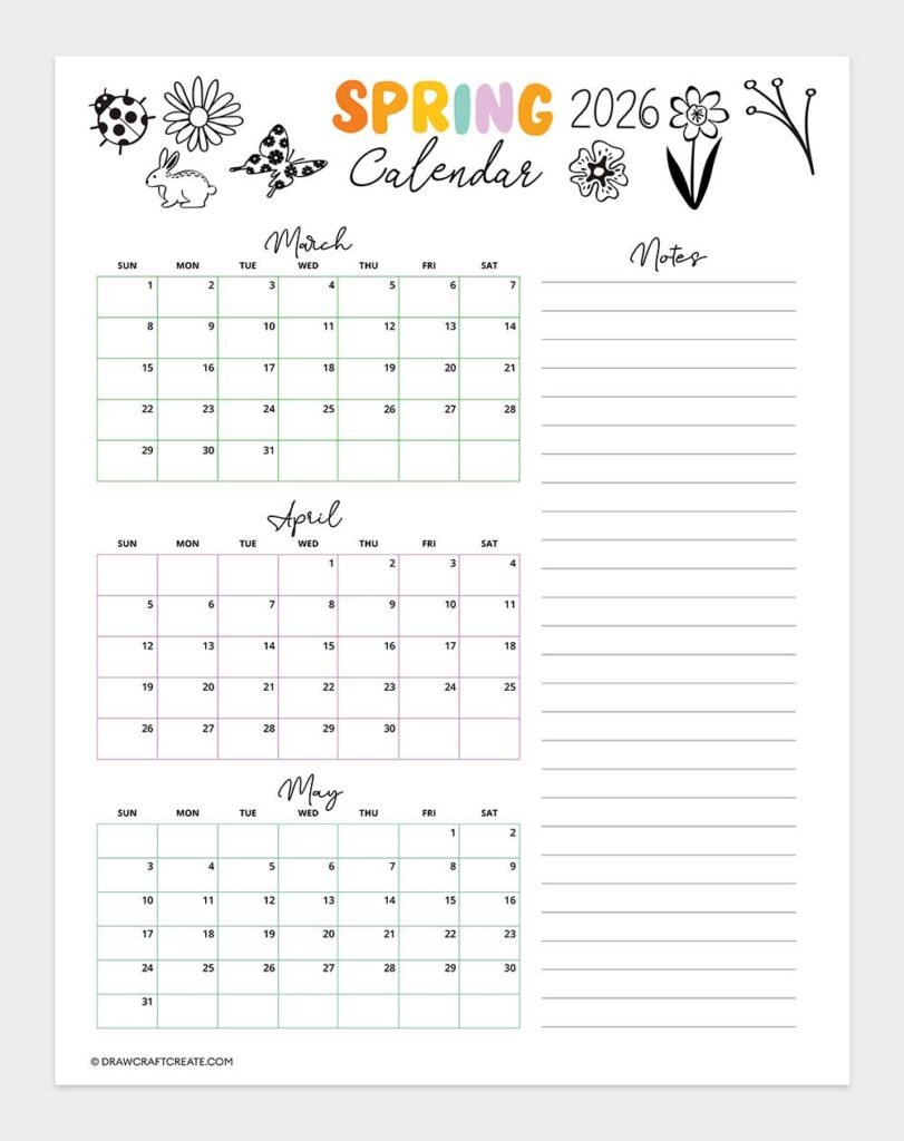 Free Printable Spring Planner 2026 (24 Pages) - Draw Craft Create