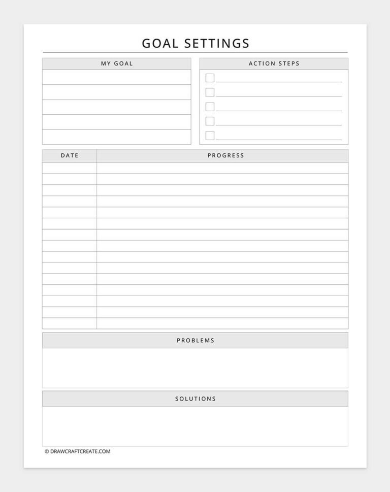 Free Printable Goal Planner (34 Pages) - Draw Craft Create