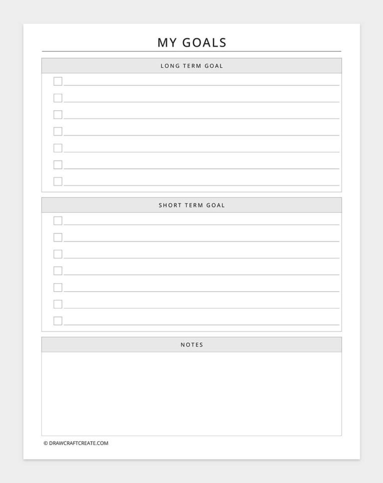 Free Printable Goal Planner (34 Pages) - Draw Craft Create