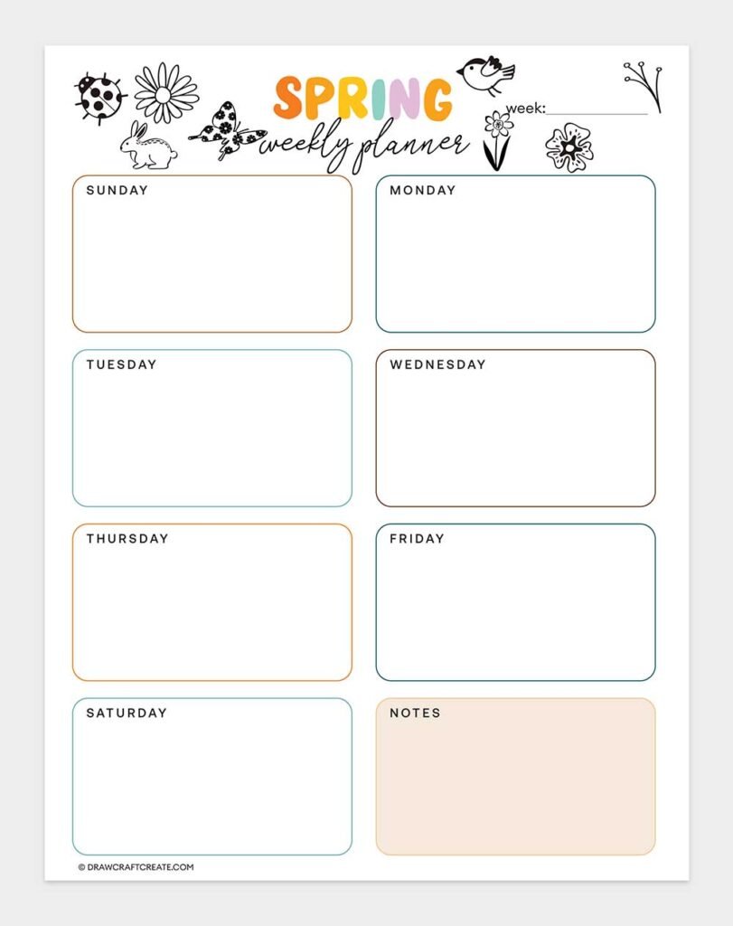 Free Printable Spring Planner 2026 (24 Pages) - Draw Craft Create