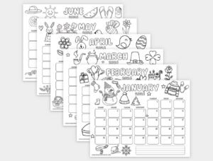 2026 Free Printable Coloring Calendar For Kids - Draw Craft Create