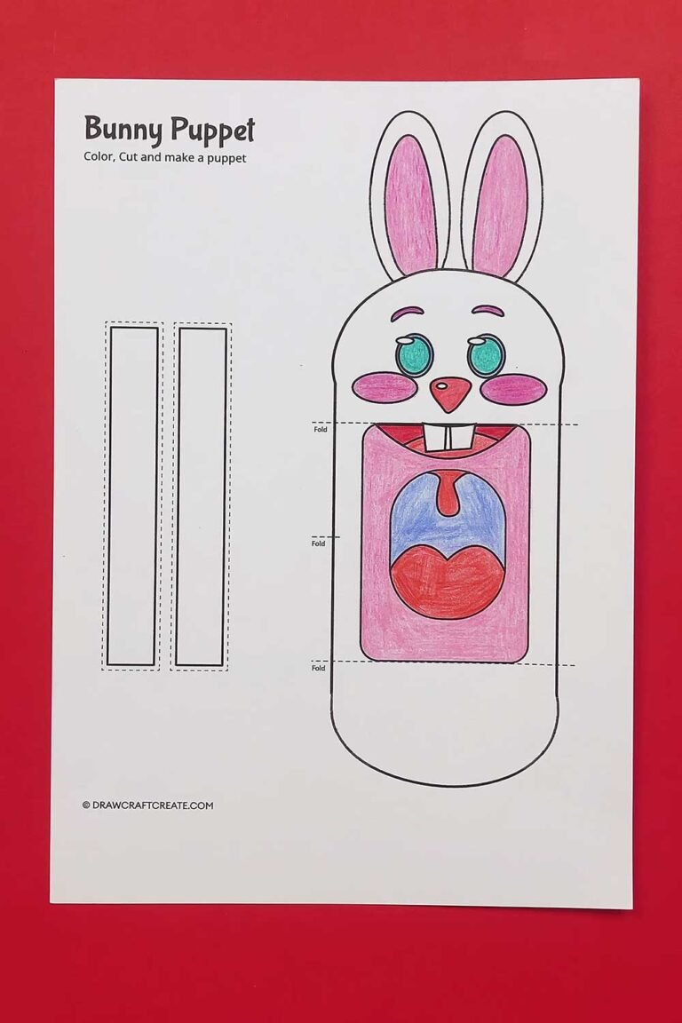 Free Printable Bunny Puppet - Draw Craft Create