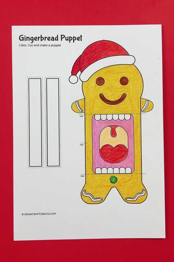 Free Printable Gingerbread Puppet - Draw Craft Create