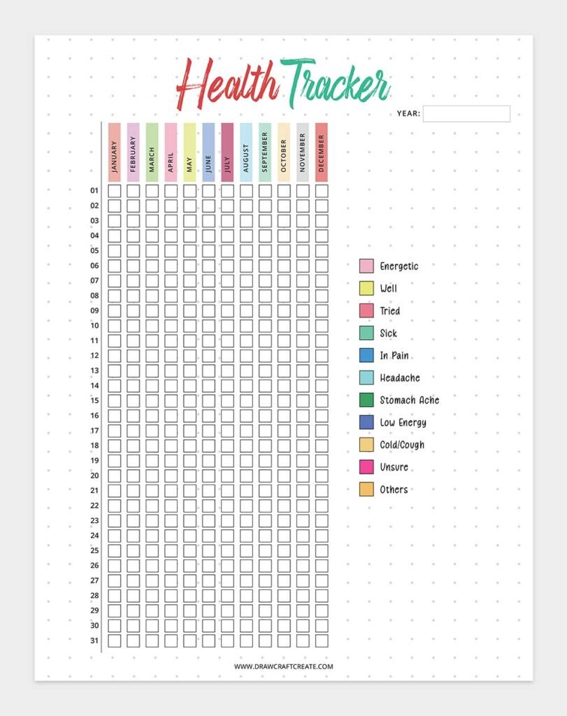 Free Printable Health Tracker Template - Draw Craft Create