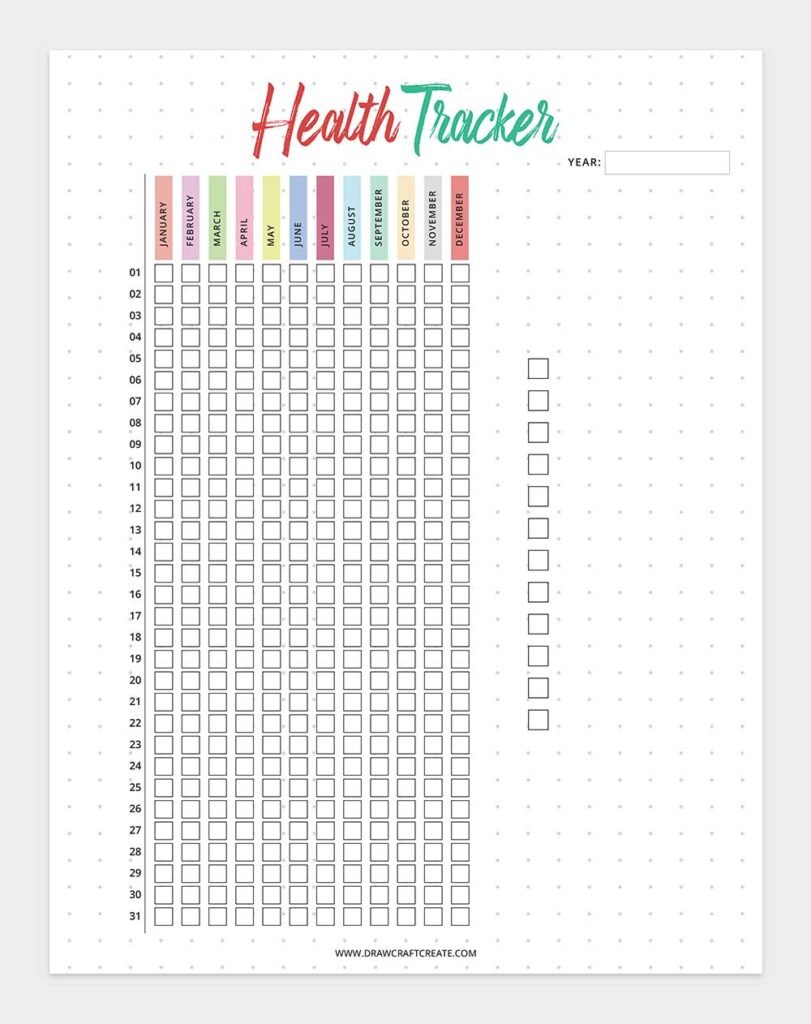 Free Printable Health Tracker Template - Draw Craft Create