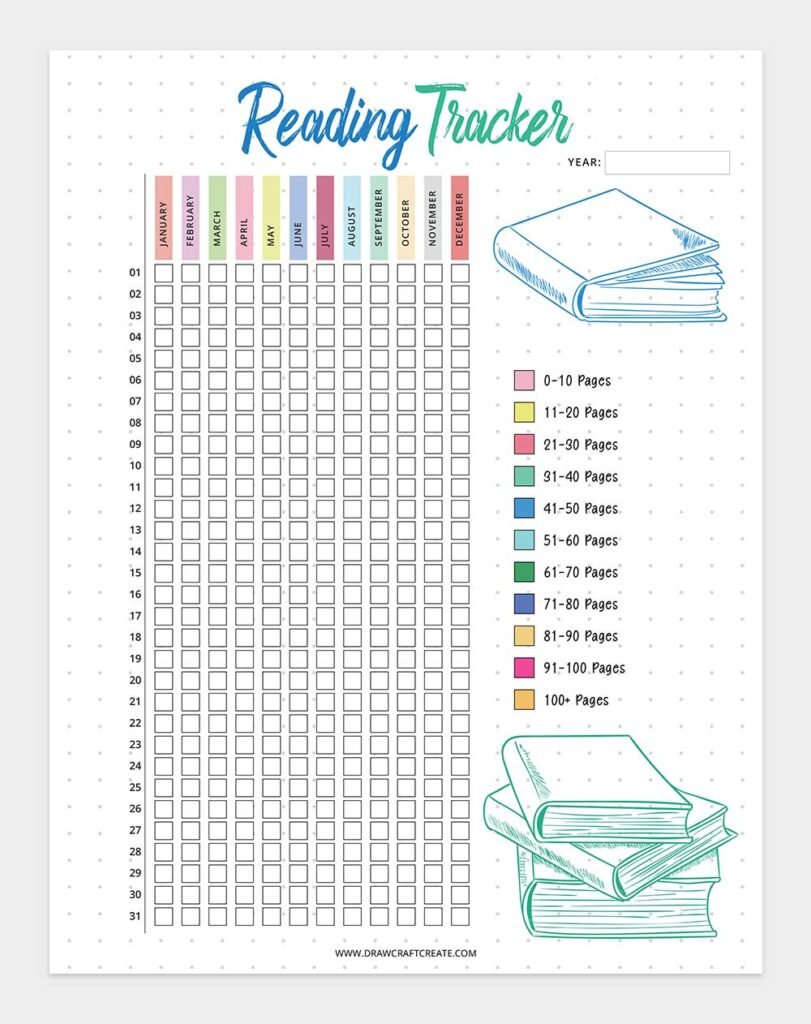 Free Printable Reading Tracker Template - Draw Craft Create