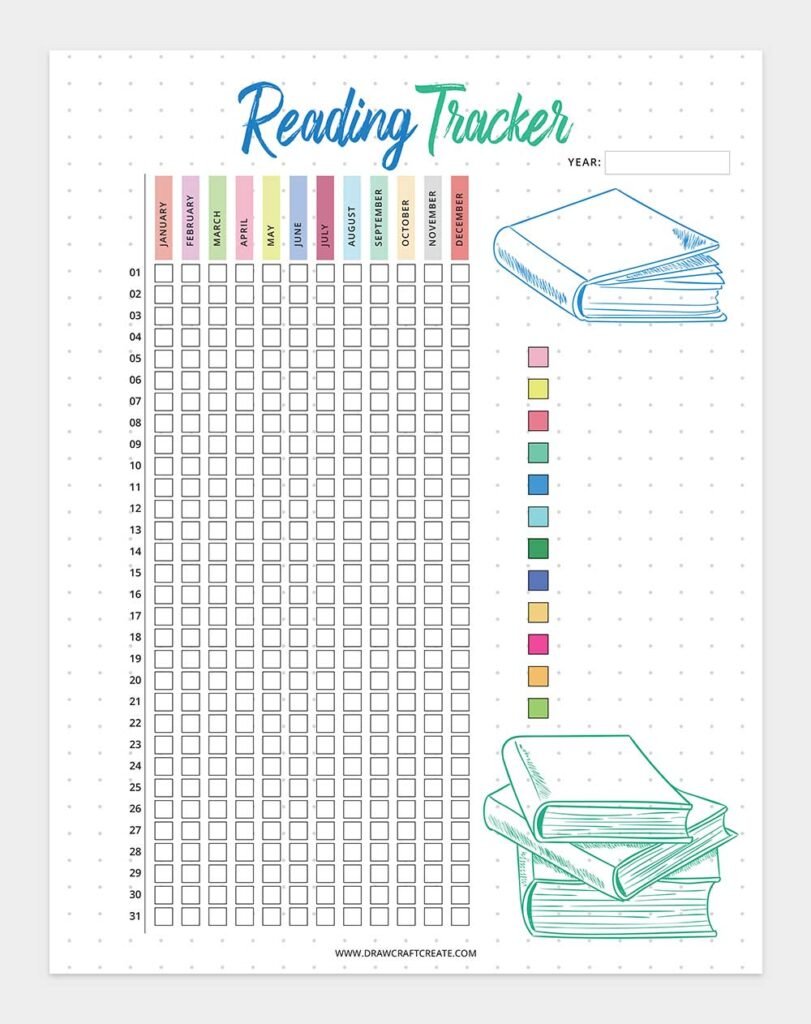 Free Printable Reading Tracker Template - Draw Craft Create