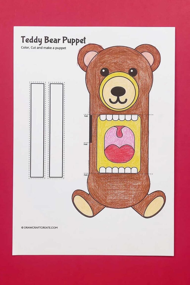 Free Printable Teddy Bear Puppet - Draw Craft Create