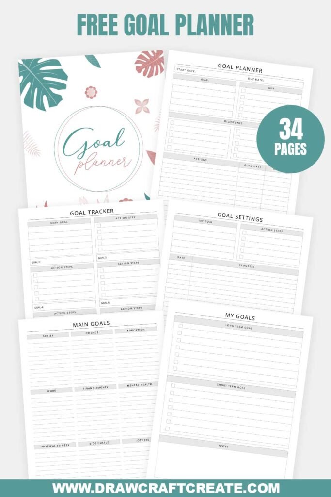 Free Printable Goal Planner (34 Pages) - Draw Craft Create