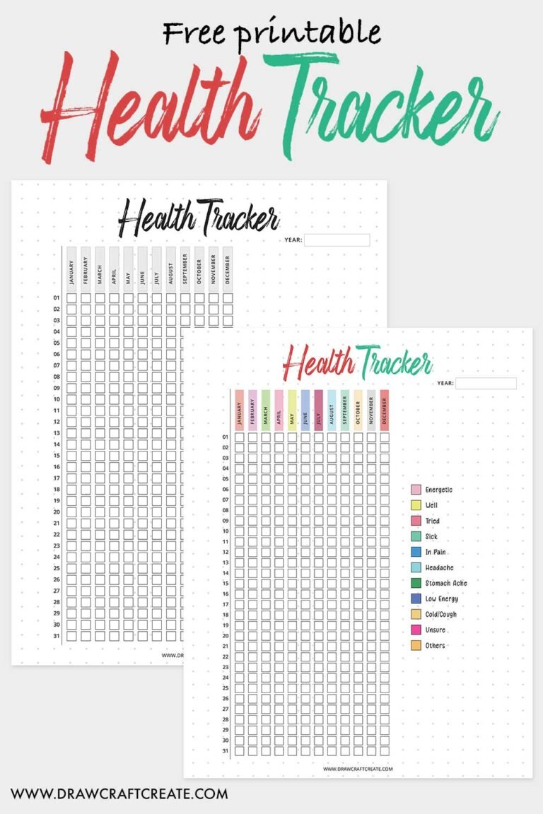 Free Printable Health Tracker Template - Draw Craft Create