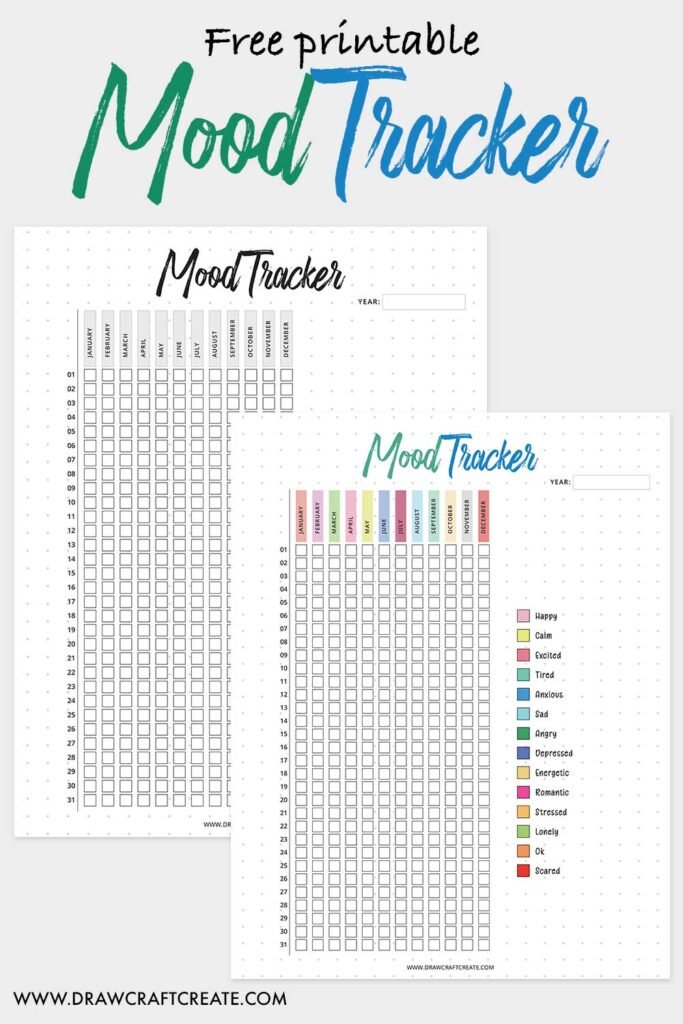 Free Printable Mood Tracker Template - Draw Craft Create