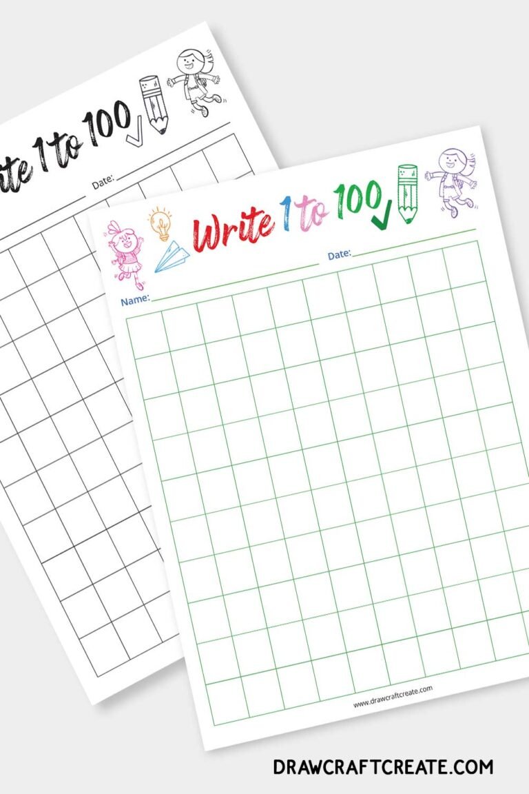 Free Printable Write Numbers 1 to 100 - Draw Craft Create