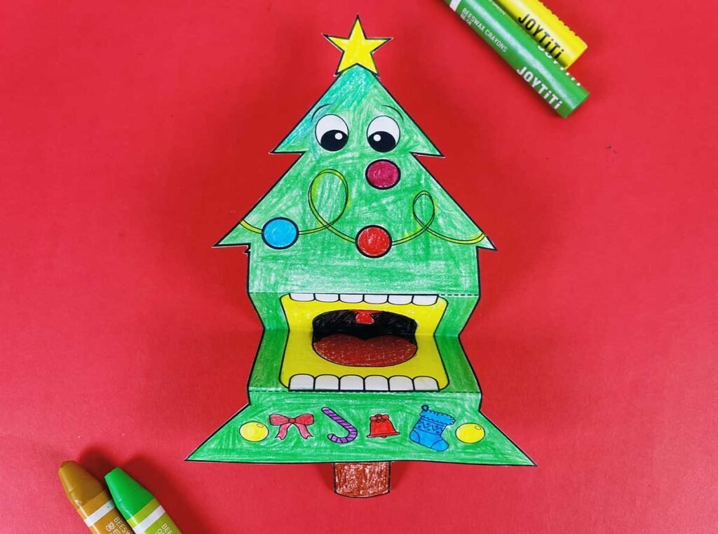 Free Printable Christmas Tree Puppet - Draw Craft Create