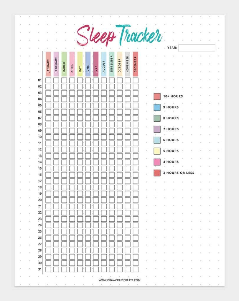 Free Printable Sleep Tracker Template - Draw Craft Create