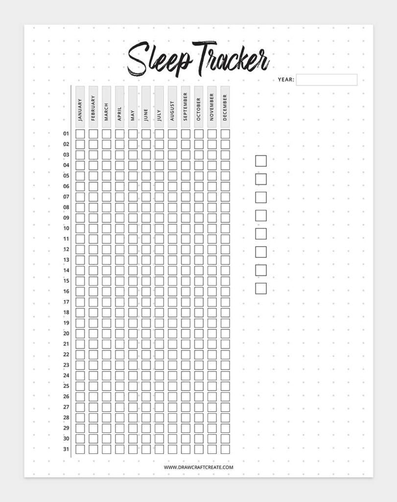 Free Printable Sleep Tracker Template - Draw Craft Create
