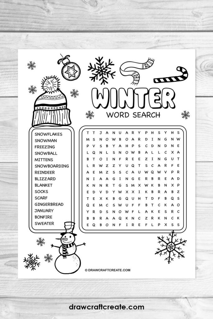 Free Winter Word Search Printable - Draw Craft Create