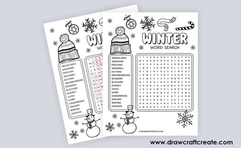 Free Winter Word Search Printable - Draw Craft Create