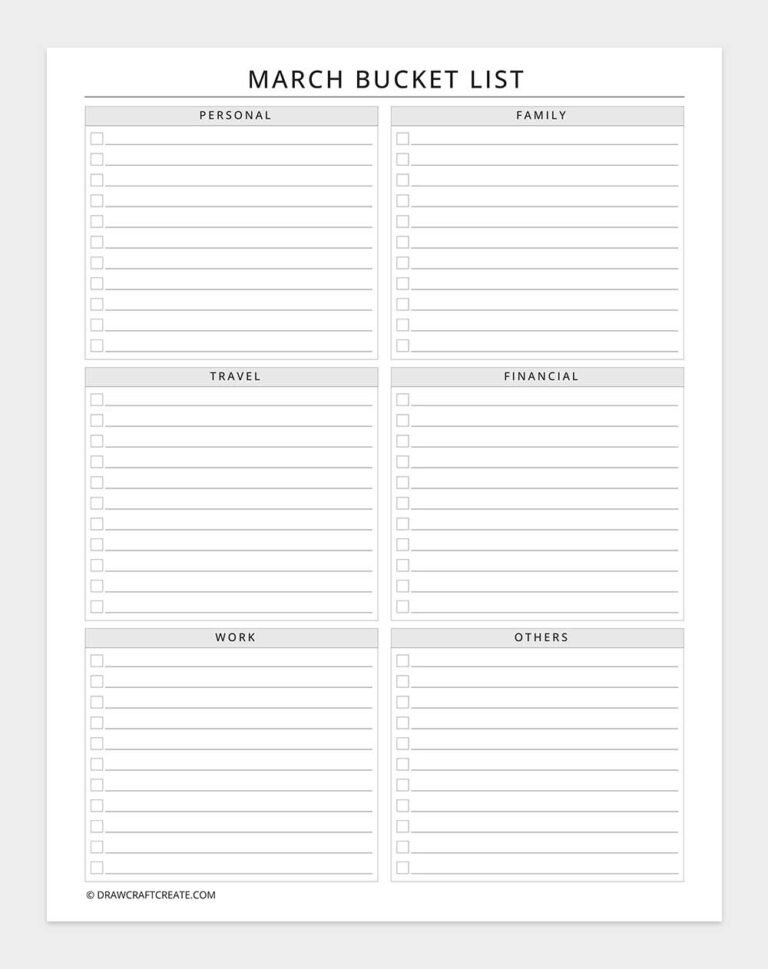 Free Printable March Planner 2026 (28 Pages) - Draw Craft Create