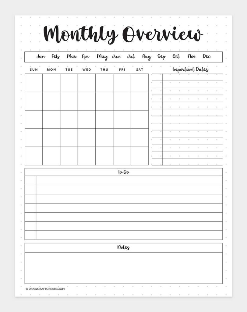 Free Printable Bullet Journal Templates (76 Pages) - Draw Craft Create