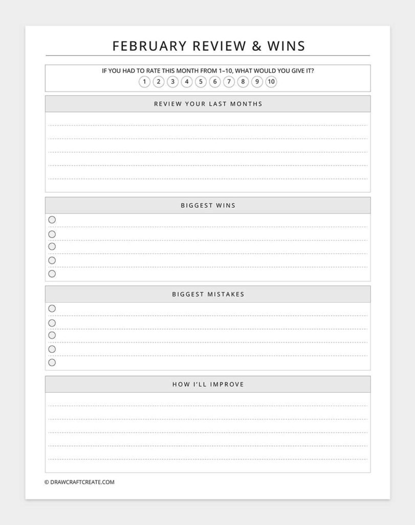 Free Printable February Planner 2026 (27 Pages) - Draw Craft Create