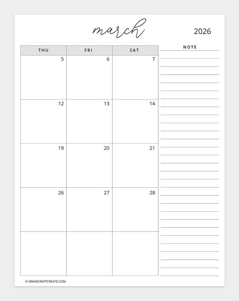 Free Printable March Planner 2026 (28 Pages) - Draw Craft Create