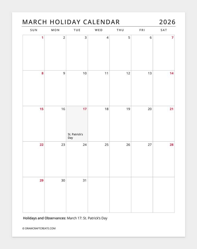 Free Printable March Planner 2026 (28 Pages) - Draw Craft Create