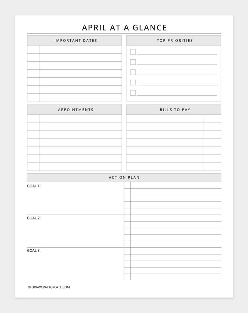 Free Printable April Planner 2026 (28 Pages) - Draw Craft Create