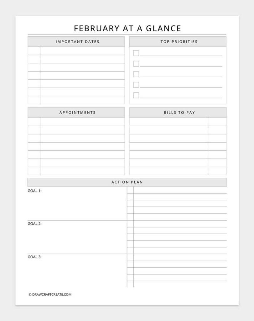 Free Printable February Planner 2026 (27 Pages) - Draw Craft Create