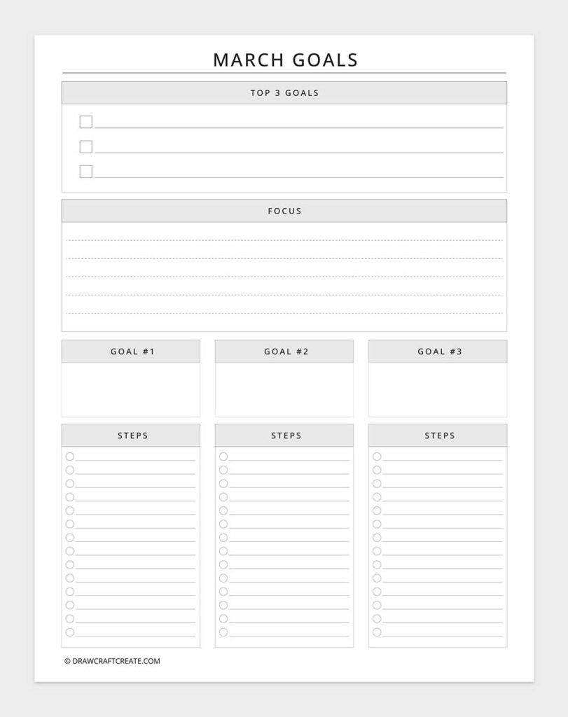 Free Printable March Planner 2026 (28 Pages) - Draw Craft Create