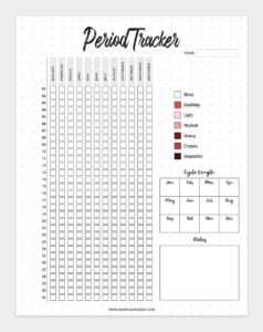 Free Printable Period Tracker Template - Draw Craft Create