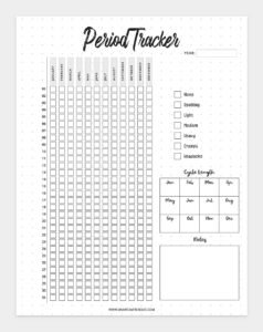 Free Printable Period Tracker Template - Draw Craft Create