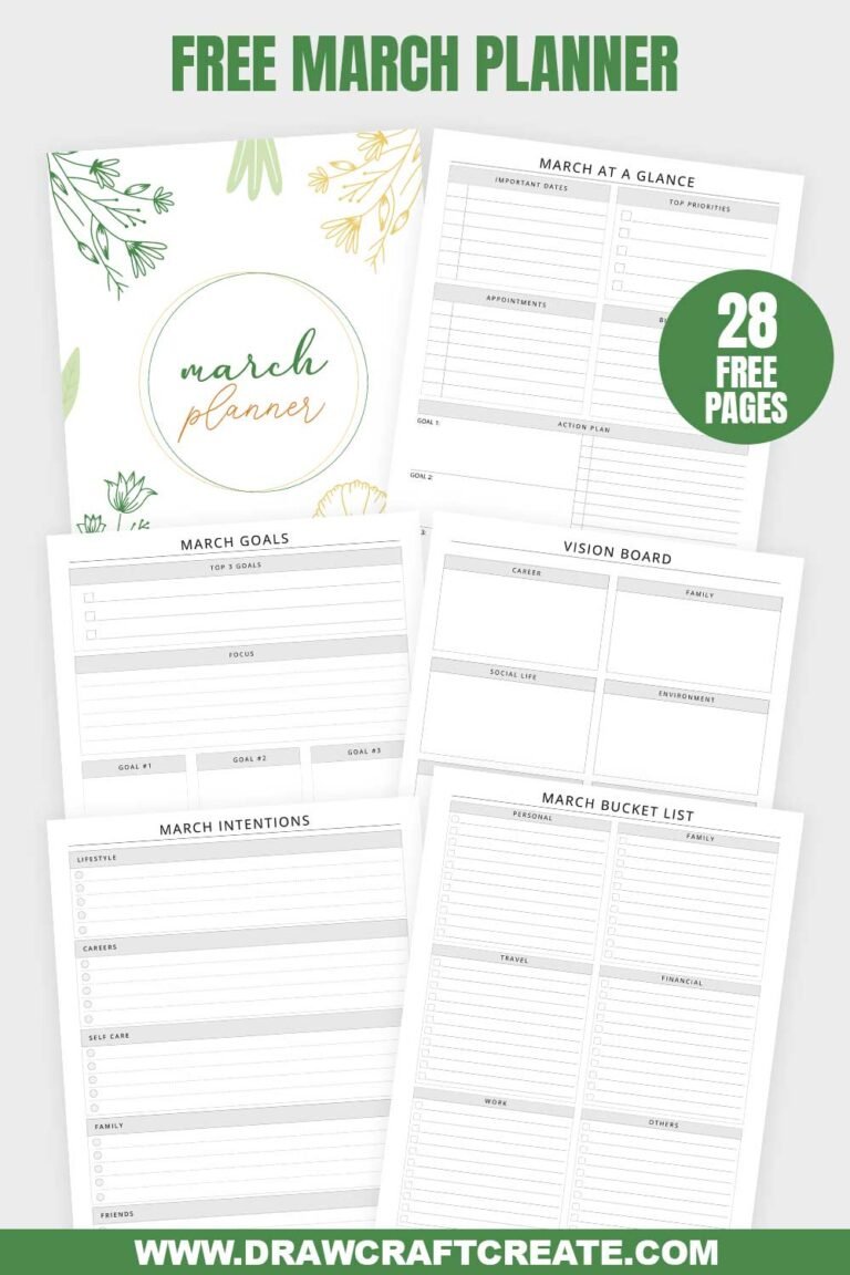 Free Printable Blank Calendars (Vertical, Landscape) - Draw Craft Create