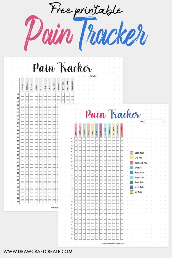 Free Printable Pain Tracker Template - Draw Craft Create