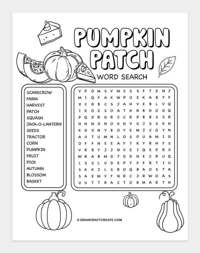 Free Printable Fall Word Search - Draw Craft Create