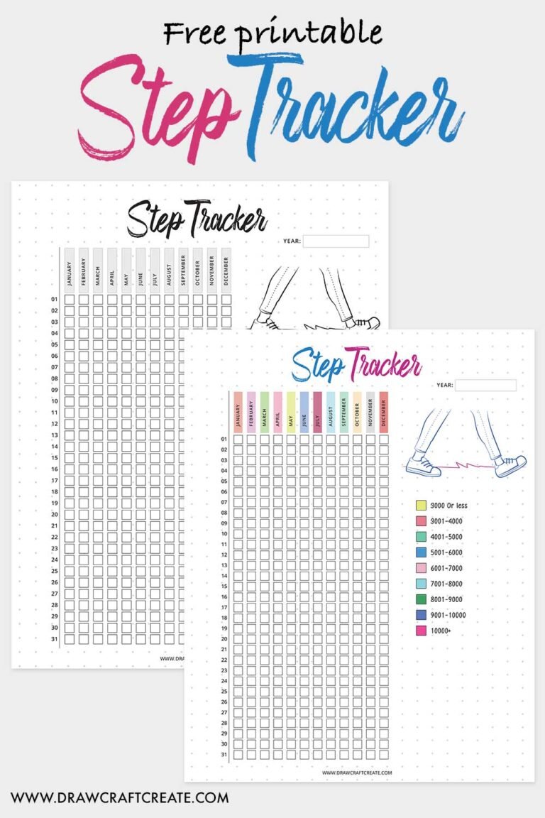 Free Printable Step Tracker Template - Draw Craft Create