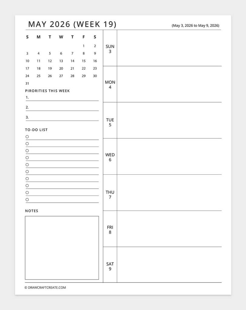 Free Printable May Planner 2026 (29 Pages) - Draw Craft Create