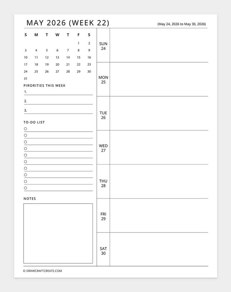 Free Printable May Planner 2026 (29 Pages) - Draw Craft Create