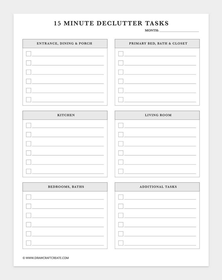 Free Printable Declutter Planner Template (25 Pages) - Draw Craft Create