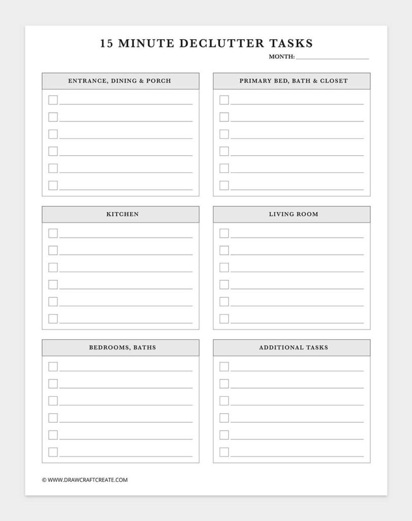 Free Printable Declutter Planner Template (25 Pages) - Draw Craft Create