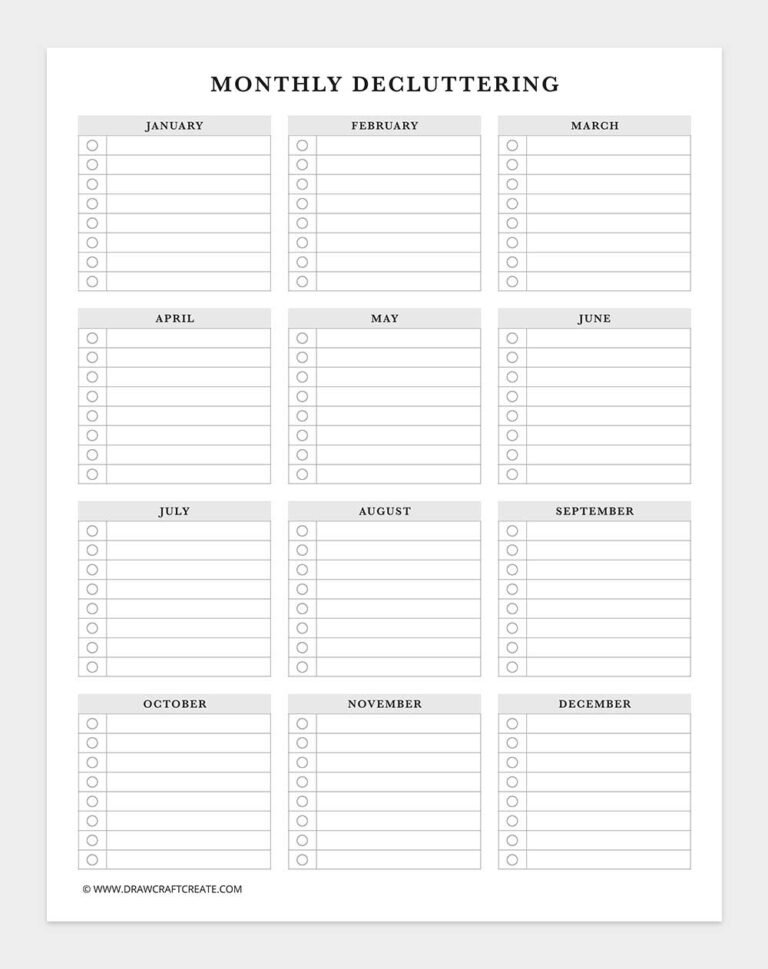 Free Printable Declutter Planner Template (25 Pages) - Draw Craft Create