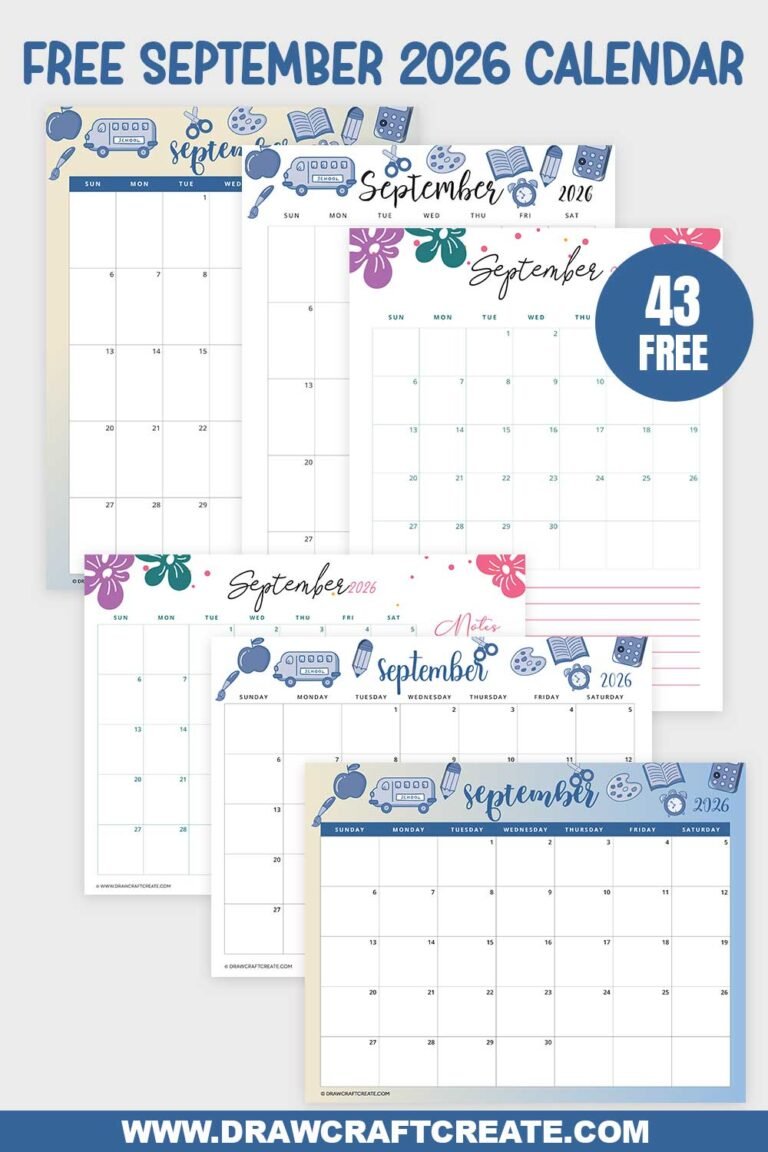 Free Printable 2026 Spring Calendars (6 Design) - Draw Craft Create