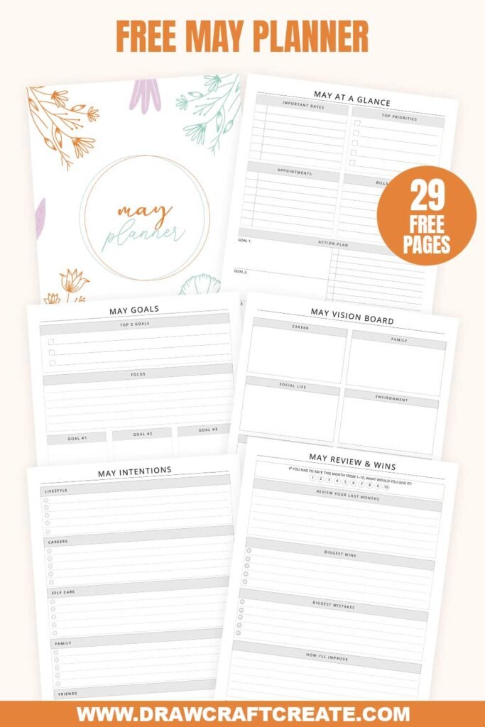 Free Printable Blank Calendars (Vertical, Landscape) - Draw Craft Create