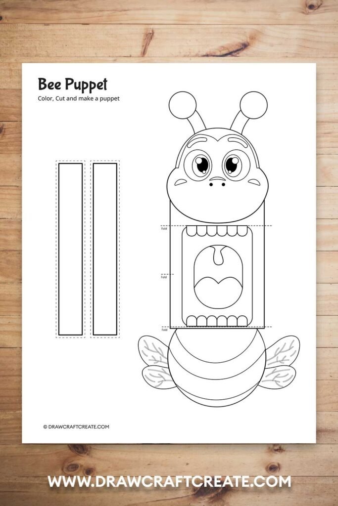 Free Printable Bee Puppet Craft - Draw Craft Create