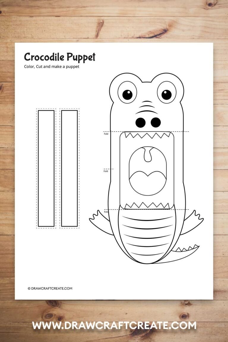 Free Printable Crocodile Puppet Craft - Draw Craft Create