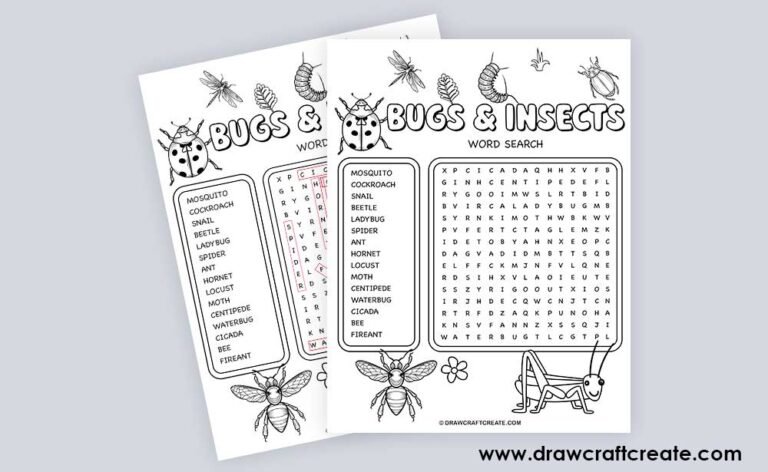 Free Printable Insects Word Search - Draw Craft Create