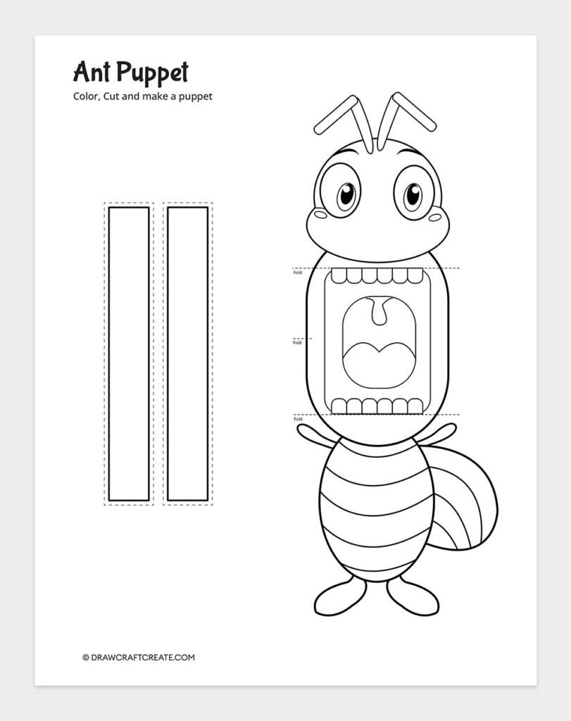 Free Printable Ant Puppet Craft - Draw Craft Create