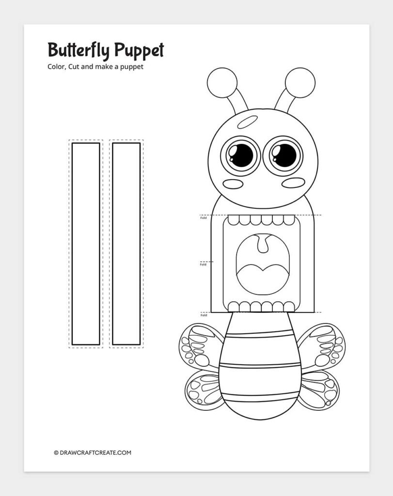 Free Printable Butterfly Puppet Craft - Draw Craft Create