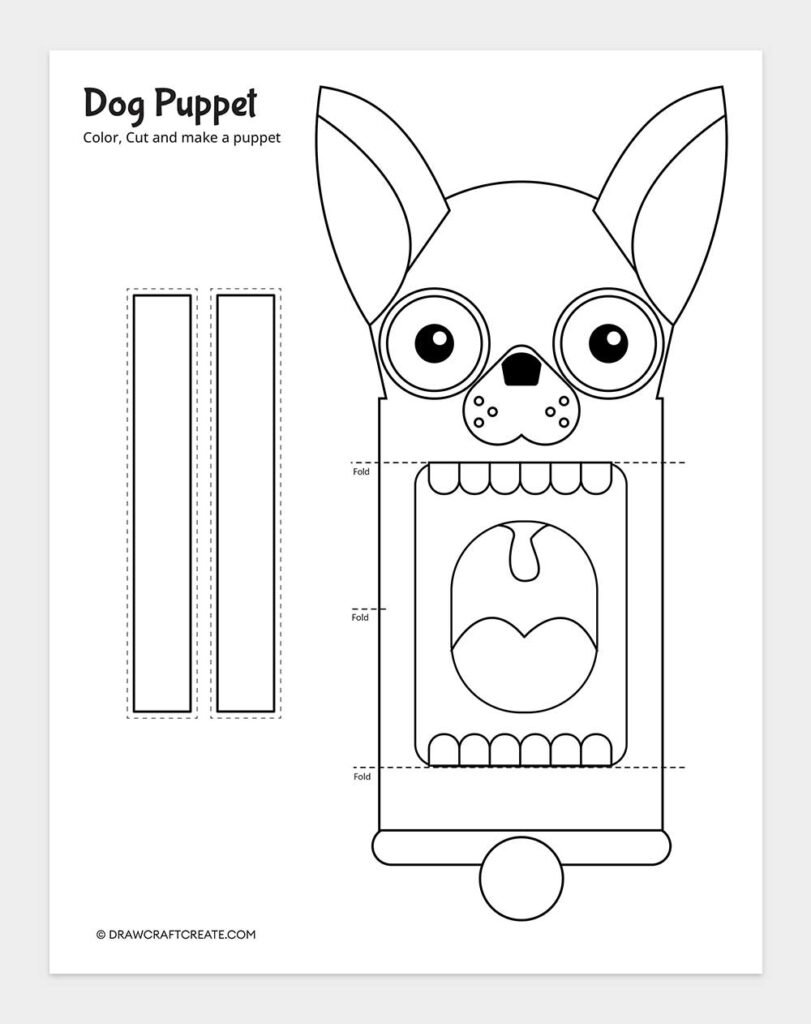 Free Printable Dog Puppet - Draw Craft Create